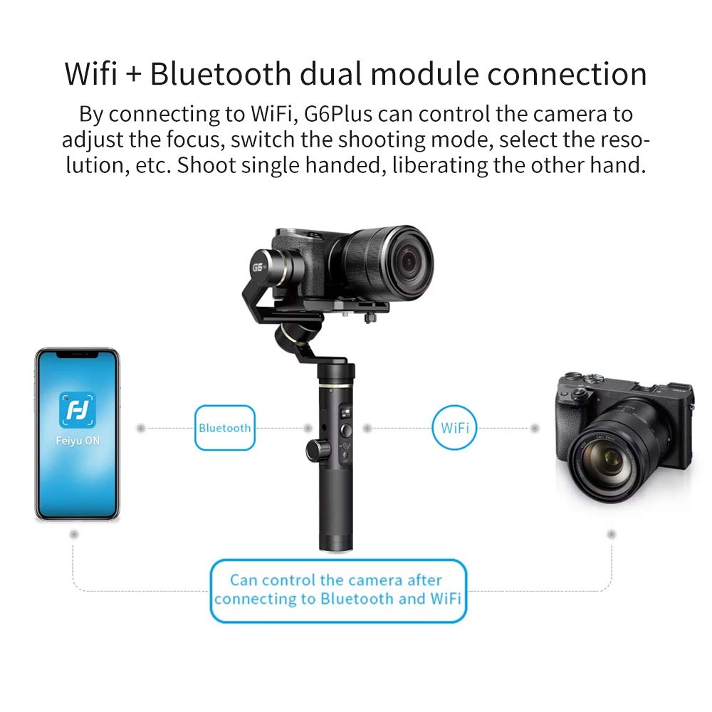 3-axis Stabilizer Smartphone Gimbal for iPhone 12/11 pro Max 8/7 Action Camera Gopro Hero 9/8/7 Samsung Huawei, Sony A6400 A6500 etc. FeiyuTech G6 Plus Handheld