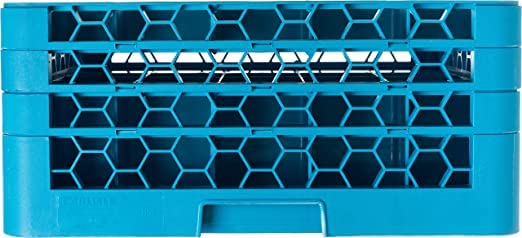 Carlisle FoodService Products OptiClean Plastic 25-Compartment Divided Glass Rack, Blue, (Pack of 2)