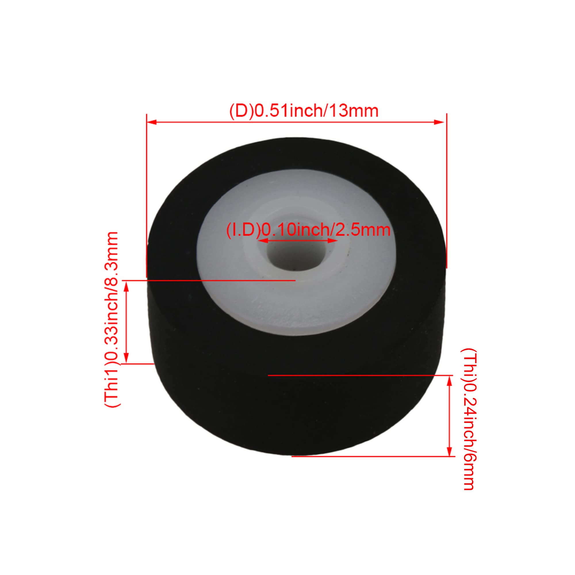 3x6x2.5mm Black Rubber Bearing Roller Guide Pulley Bearing Wheel Pinch Roller for Audio Radio Tape Recorder Pack of 5