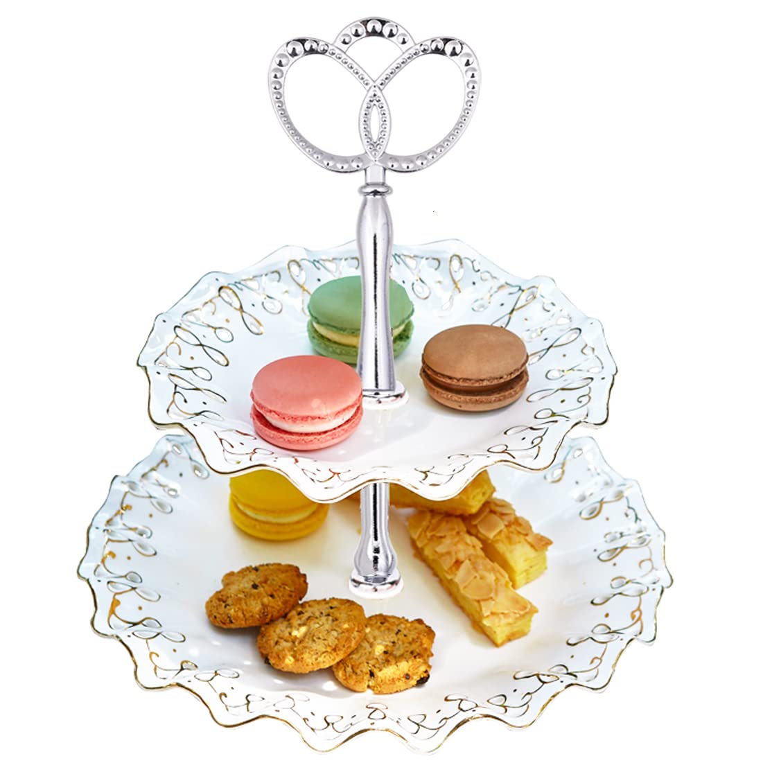3 Pack 3-Tier 13.6'' Cupcake Stand Hardware Fittings, Metal Mold Crown Holder DIY Making for Fruit Plate Cake Stand Snack Tray Replacement Parts for Tea Party Wedding Decoration (Silver)