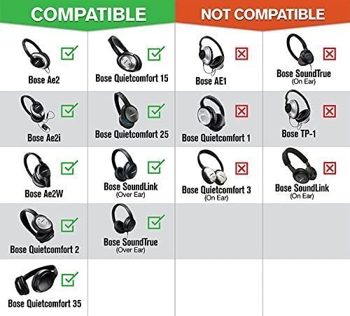 Aquelo SoundTrue Replacement Ear Cushions Soft Protein Leather Ear Pads Compatible with Bose QuietComfort25 QC35 QC35II QC25 QC15 Ae2 Ae2i Ae2W Over-Ear Headphones(Black&Blue)