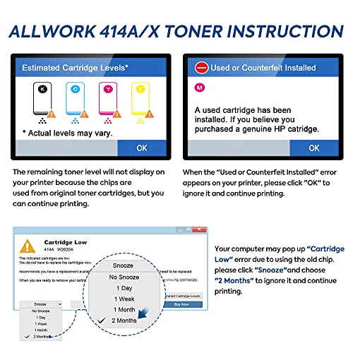 ALLWORK 414A [with Chip] Remanufactured Toner Cartridge Replacement for HP 414A 414X W2020A W2021A W2022A W2023A Work with HP Color Pro M454dn M454dw MFP M479dw M479fdn M479fdw M455dn M480f 4 Packs