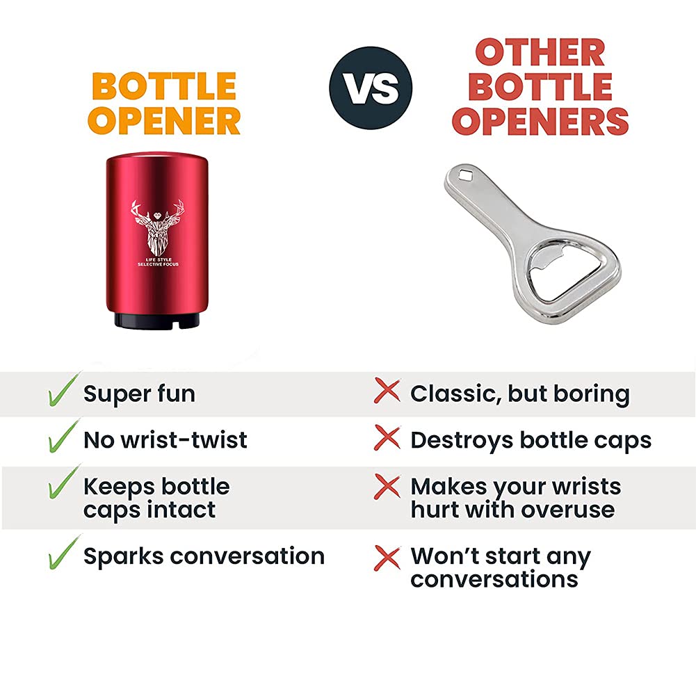 2 Pack Beer Automatic Bottle Opener, Cool Magnetic Bottle Opener for Bartender Tool Fun, Lid Opener, Pushed Down Beer Opener, One-Hand Easy/Funny Lid Beer Bottle Openers Beer Opener (Green)