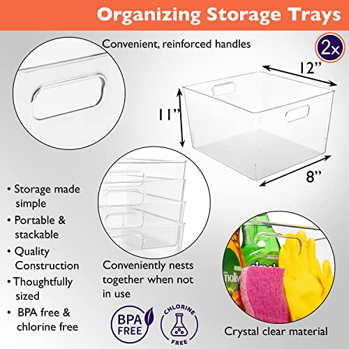 ClearSpace Clear Plastic Storage Bins β XL 2 Pack Perfect Kitchen Organization or Pantry Storage β Fridge Organizer, Pantry Organization and Storage Bins, Cabinet Organizers
