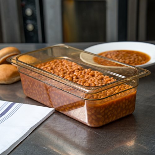 Carlisle FoodService Products 3086113 StorPlus High Heat Food Pan, 4" Deep, Third Size, Amber (Pack of 2)