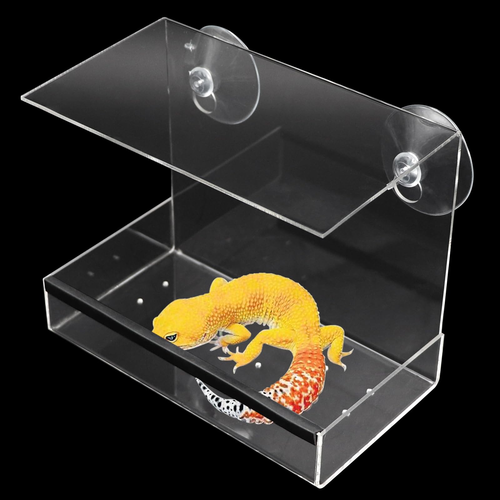 Bearded Dragon Hideout, Transparent Acrylic Lizard Hideout with Strong Suction Cups, Tank Aquarium Decor Accessories, Suitable for Reptile Gecko Frog Lizard Chameleon Hermit Crab 6.7 × 3.9 × 5.7 Inch