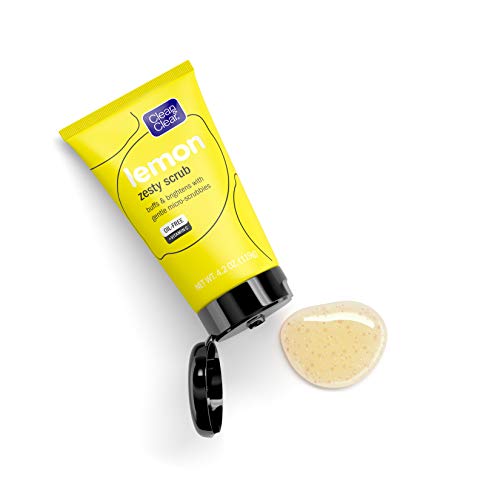 Clean & Clear Lemon Zesty Brightening Facial Scrub, Vitamin C, Lemon Extract & Gentle Micro-Scrubbies to Buff & Brighten Skin & Reduce Shine, Oil-Free Daily Face Cleansing Scrub, 4.2 Oz