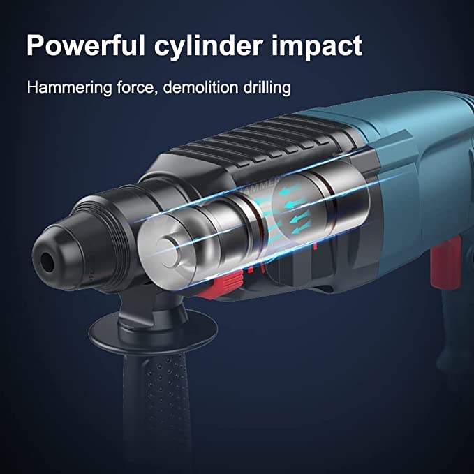 3-in-1 Electric Rotary Hammer Drill | Safety Clutch Corded Variable Speed Sds-plus Concrete/masonry Rotary Hammer Power Drill With Carrying Case | 800w Rotating Speed 12-piece