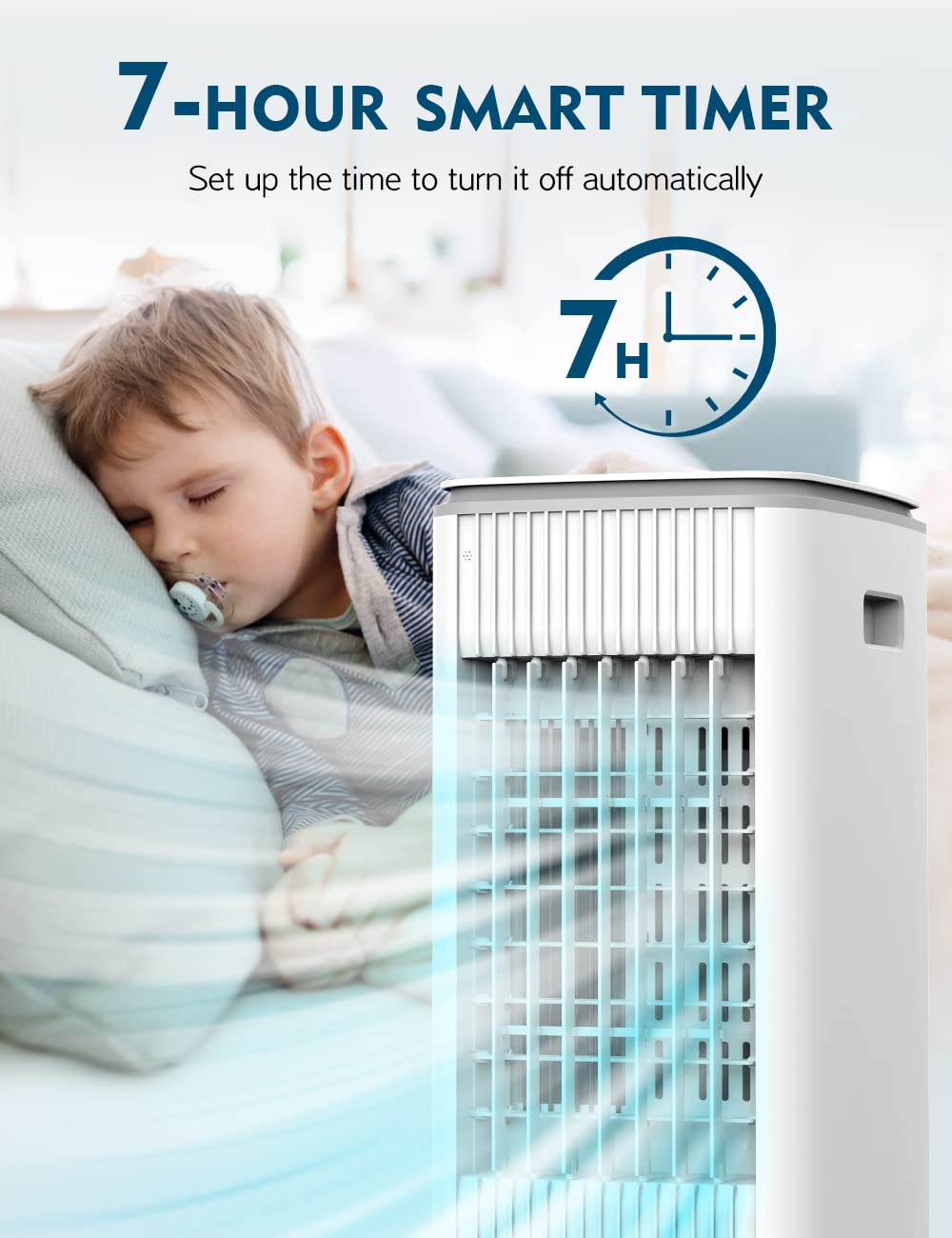 3-IN-1 Evaporative Air Cooler, Portable Air Conditioner w/Cooling/Humidify, Cooling Tower Fan with Remote, 70° Oscillation & 7H Timer Swamp Cooler, Windowless Evaporative Cooler for Room, Ice Packs*4