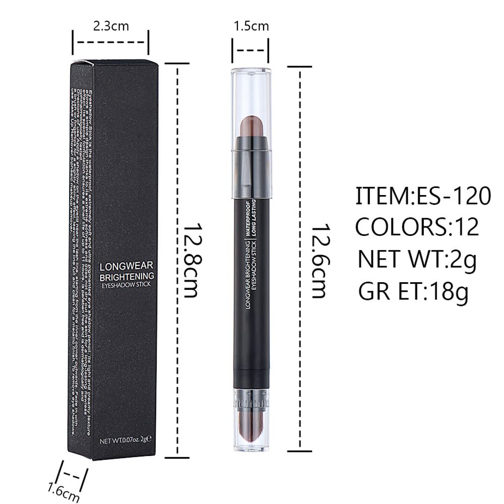 2Pcs Shimmer Cream Eyeshadow Stick,Blue Green Eye Brightener Highlighter Eye Shadow Stick Sets,Long Lasting Waterproof Smudge Proof EyeShadow Cream Makeup,Vegan Eyeshadow Pencil Crayon With Soft Brush