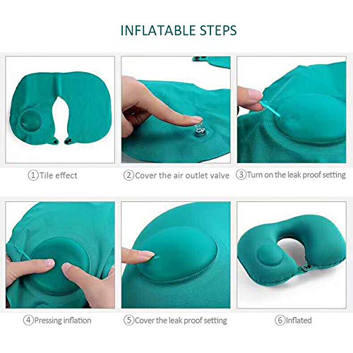 Inflatable Travel Pillow, 2019 New Pressing U-shaped Neck Pillow, Portable Sleeping Pillow for Airplane, Train, Car, Office (Navy)