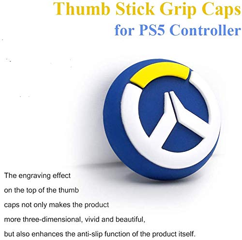 2Pcs Analog Thumb Grip Stick Cover, Dualsense Wireless Controllers Game Remote Joystick Cap, Fantastic Non-Slip Silicone Handle Protection Cover for PS5/PS4/Xbox one/360/NS PRO (Overwatch)