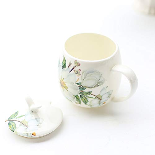 400ml Coffee Mugs with Spoon, Europe Noble Bone China Coffee Cup, Floral Ceramic Tea Cup, Tea Cup, Fancy Tea Cups, Gifts for Women, Tea Mugs,Flower Tea Cup, Luxury Tea Sets for Women