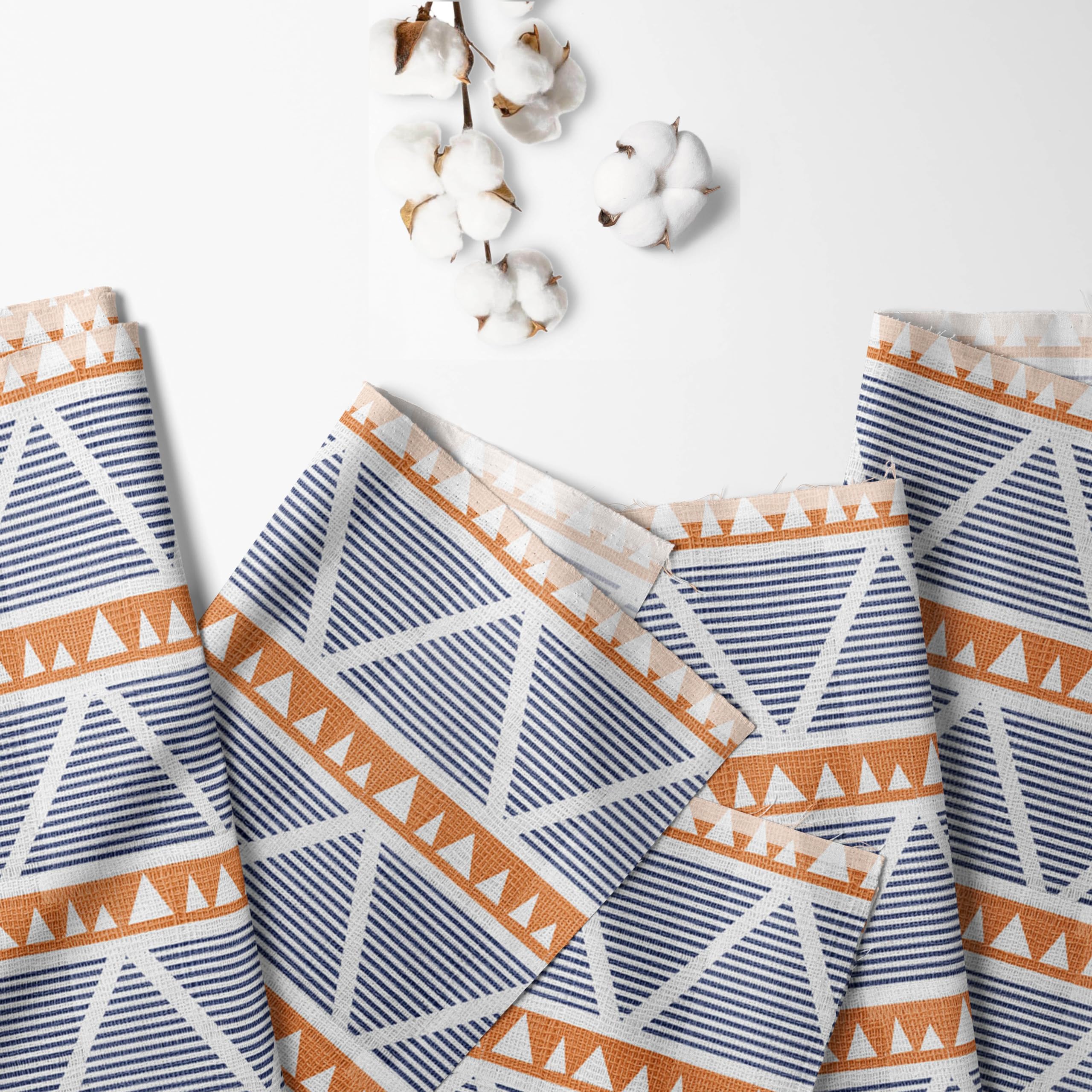 Bacati - 2 Pack Tribal/Aztec/Triangles Silky Soft Breathable 100% Cotton Muslin Baby Crib Fitted Sheets - Fits Standard 28 x 52 x 5 Crib & Toddler Mattresses (Orange/Navy Large Triangles)