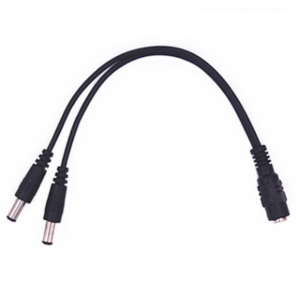 BronaGrand 2pcs DC Power 1 Female to 2 Male 5.1mm X 2.1mm DC Power Adapter Splitter Cable for CCTV Security Cameras LED Strip Light