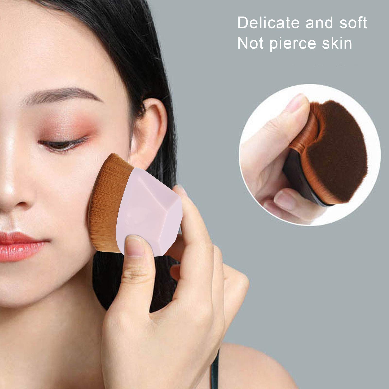 3pcs Makeup Liquid Brushes, 2 Colors Petal-shaped Handle Cosmetic Flat Brushes Cosmetic Brushes Beauty Tool()