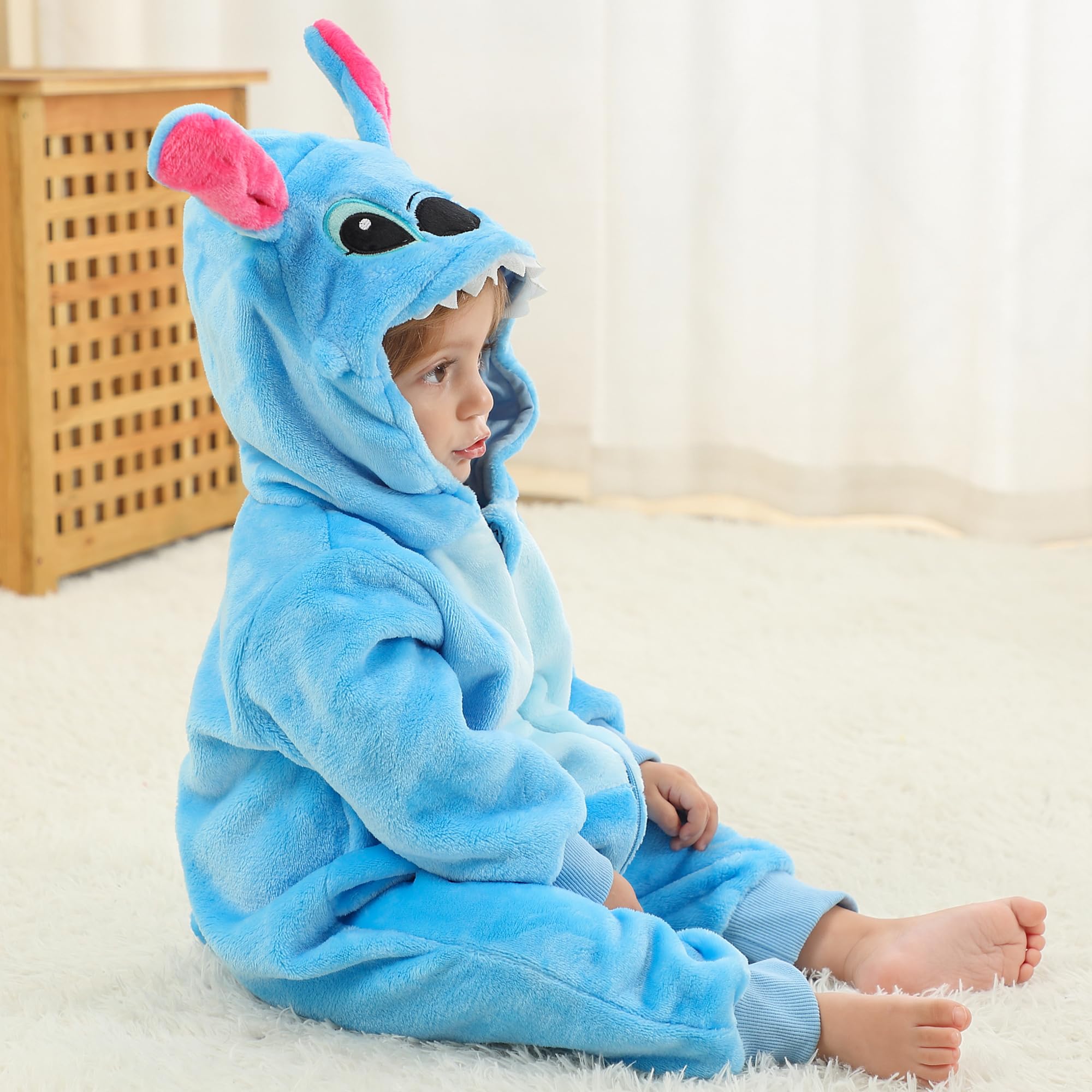 CLOHO Unisex Baby Flannel Romper Animal Onesie Pajamas Costume Hooded Cartoon Outfit Suit