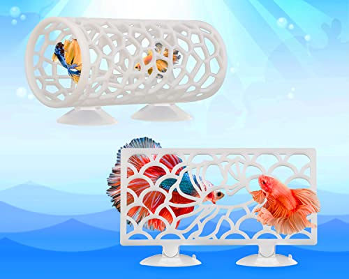 Abizoo Betta Fish Tank Accessories,Betta Bed Tunnel Cave Soft Edges for Delicate Fins, Betta House Shrimp Pleco Hide Resting Tube Siamese Fighting Fish Corner Moss Ledge for Aquarium Betta Hammock