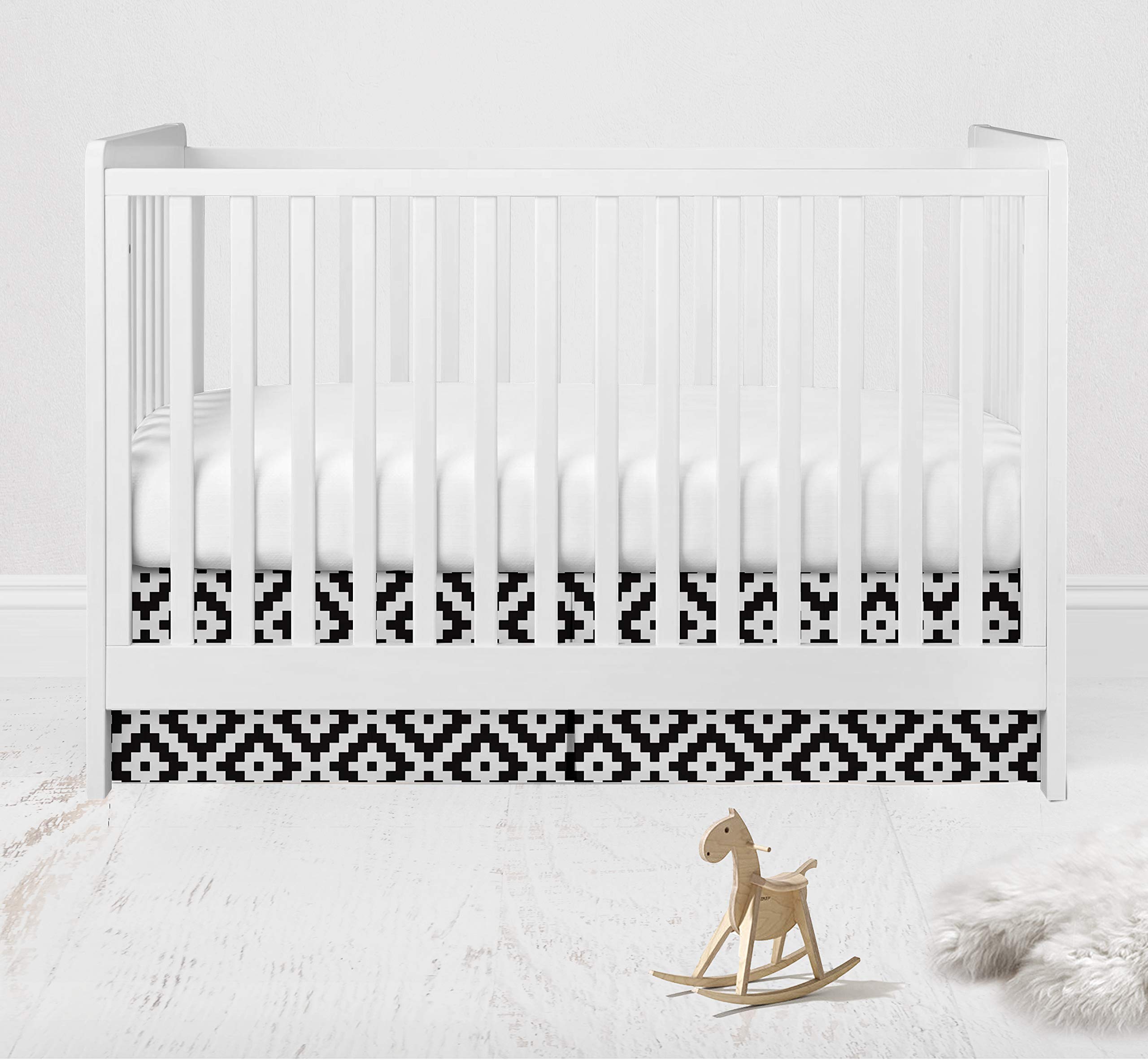 Bacati - Love 100 Percent Cotton Percale Crib/Toddler Bed Skirt (Diamonds, Black)