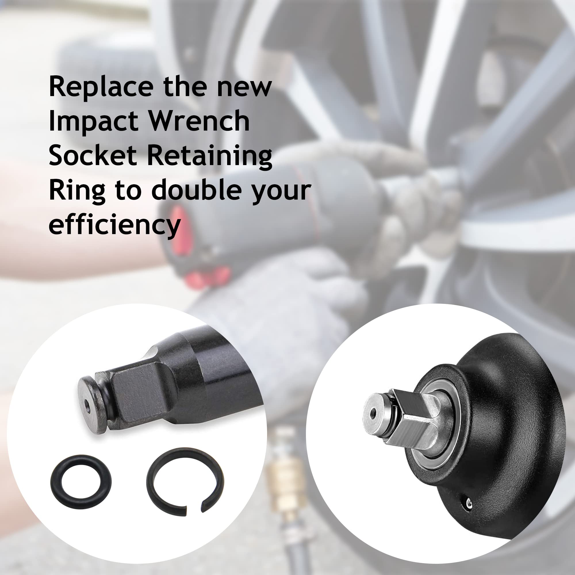 5 Sets 3/8" and 5 Sets 1/2" Impact Retaining Ring Wrench Socket Clip with O-Ring Fits Replacement Impact Wrench Square Drive Socket Retainer Ring
