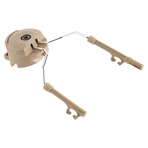 2Pcs Arc Rail Headset Adapter, Tactical Helmet Rail Suspension, Headset Helmet Adapter Ear Protection Headphones Bracket, Hunting Earmuffs for Peltor Comtac I, Comtac II(Tan)
