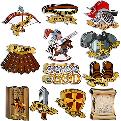 36 Pcs Armor of God Cutouts for Kids Books of The Bible Poster Religious Bulletin Board for Sunday School and Religious Classroom Decorations Children Kids Home Wall Bible Crafts Art Activities