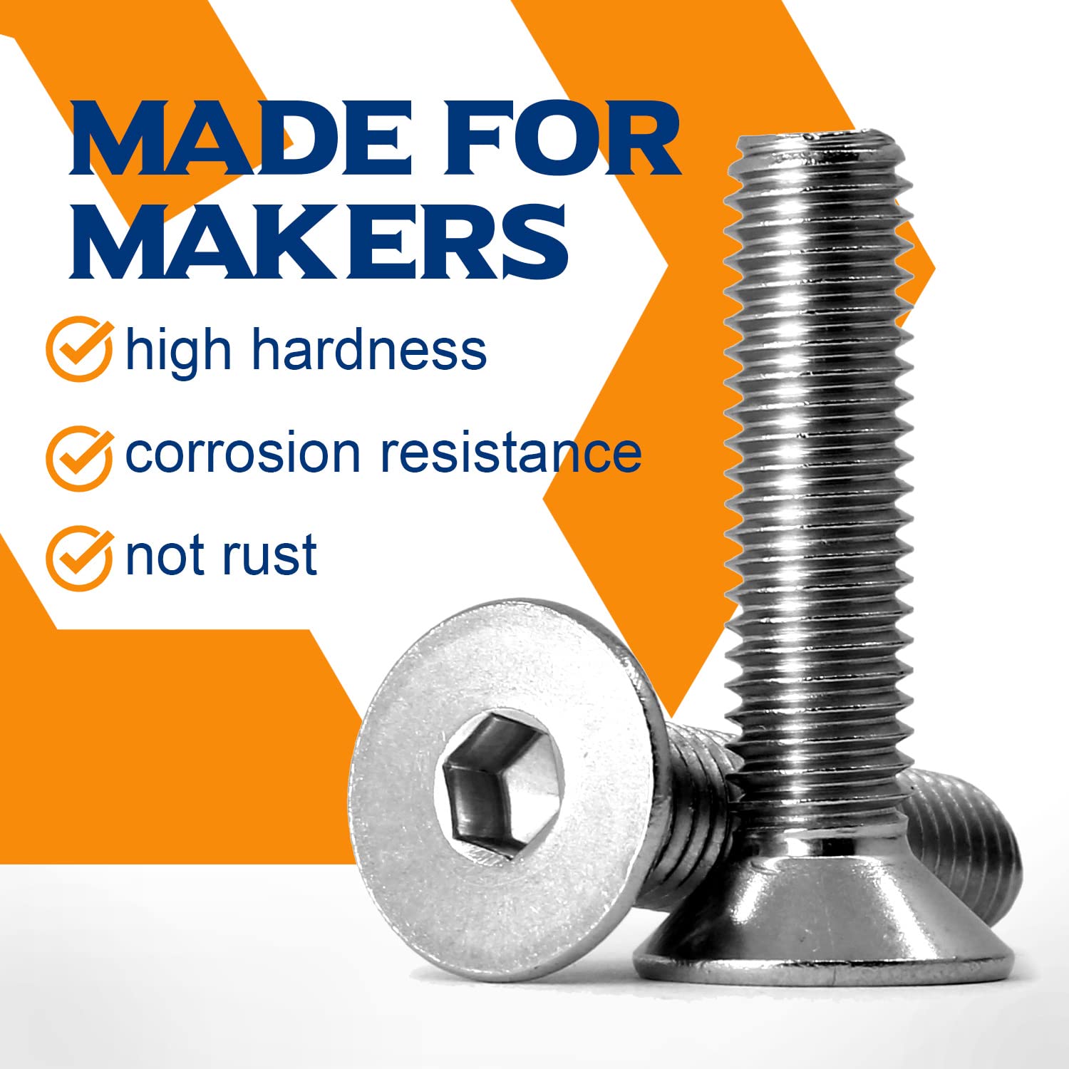 KONGKI M5-0.8 x 35mm Flat Head Socket Cap Screws, 304 Stainless Steel (18-8), DIN 7991, Allen Socket Drive,Full Thread, Machine Thread, 30 PCS