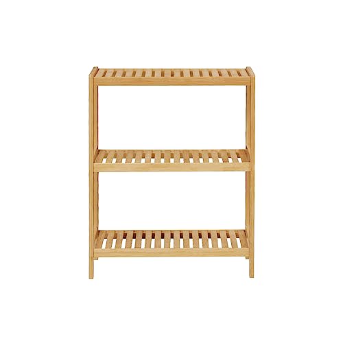 Elesuli 3-Tiers Bamboo Bathroom Rack Organizer Storage Rack Bamboo Bathroom Storage Standing Shelf Multifunctional Shelving Utility Layer Organizer for Kitchen
