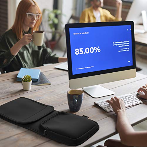 Case Star 5.9" x 15.5" Adjustable Keyboard Sleeve Travel Case for Slim Full-Size Keyboards (up to 17.7 Inches), Soft and Padded Neoprene Protective Keyboard Case with Mouse Storage Pocket (Black)