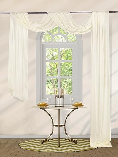 6 Panels Wedding Arch Fabric Drape Ivory 6 Yards Sheer Backdrop Curtain Chiffon Fabric for Wedding Party Ceiling Reception Decoration