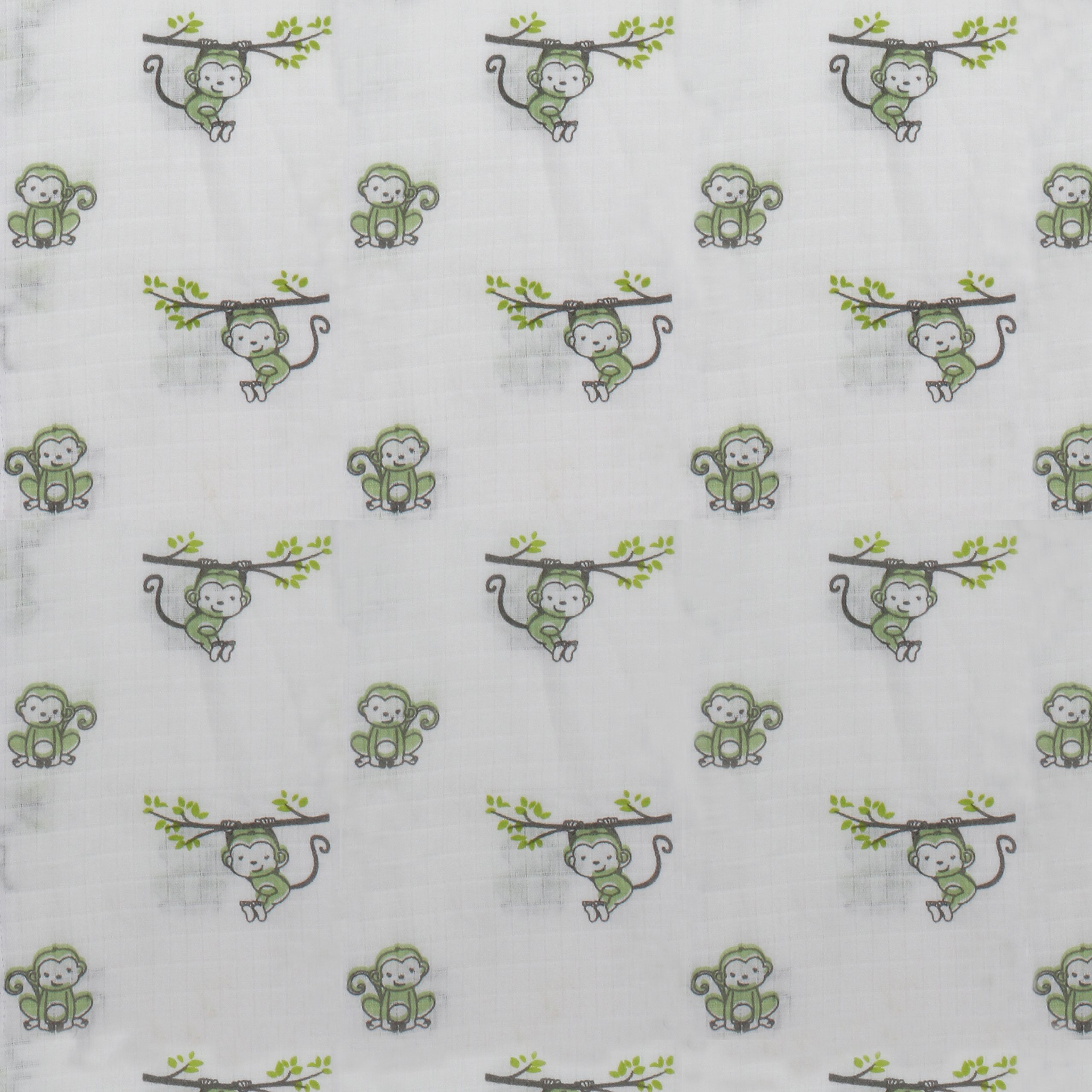Bacati - Muslin Happy Monkeys Sleeping Bag (Wearable Blankets) (Newborn, Green/Gray)
