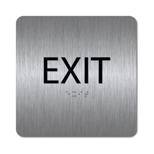 ALPHA DOG Tactile Exit Sign with Braille - ADA Compliant Exit Sign with Grade 2 Contracted Braille and Raised Text, 6x6 Inch, UV Stable for Indoor or Outdoor Use, Easy Installation, Made in the USA