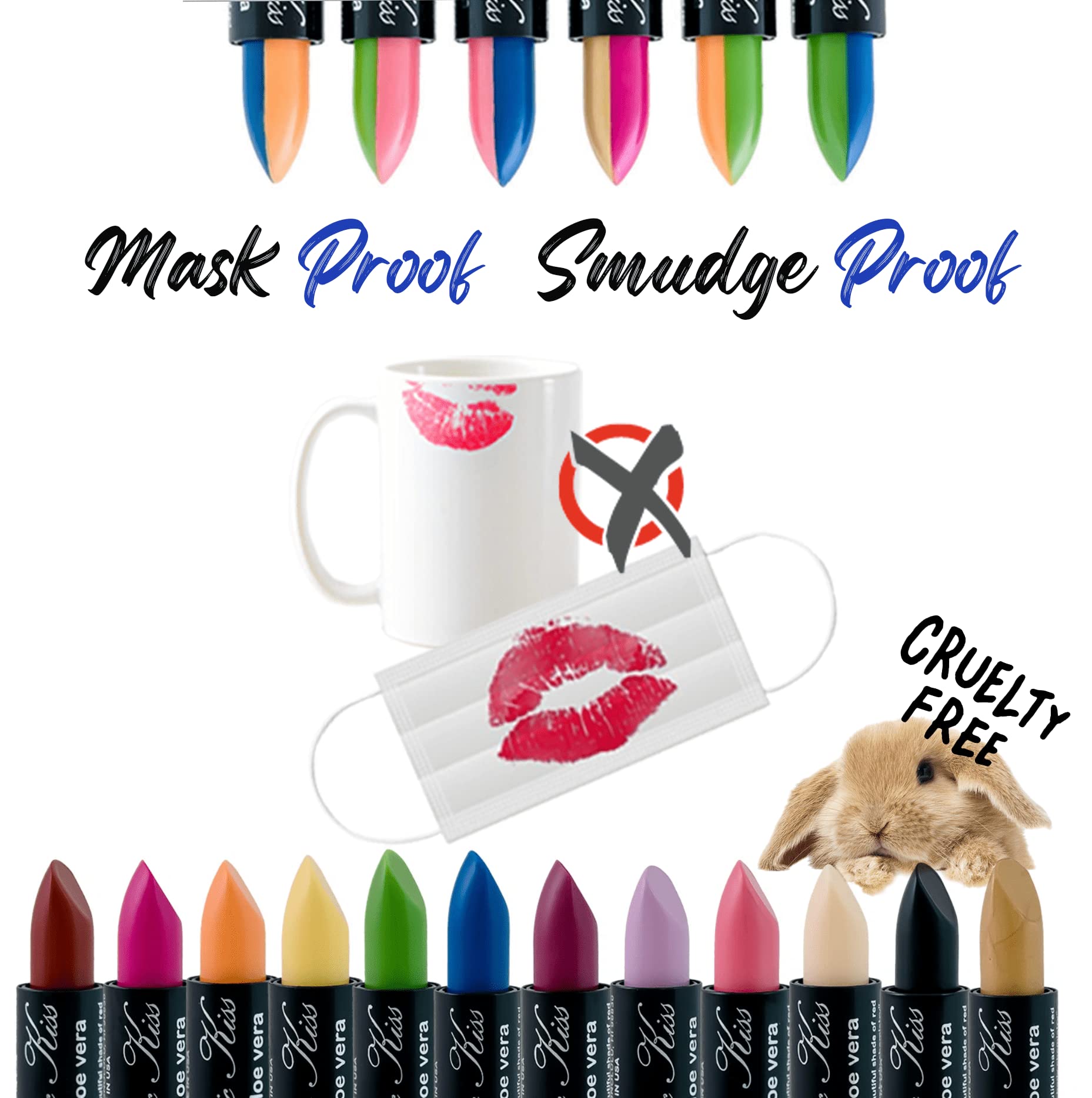 Magic Kiss Color Changing Matte 6 Piece Lipstick Set infused with Aloe Vera Made in USA (Colors of Aloha 3)