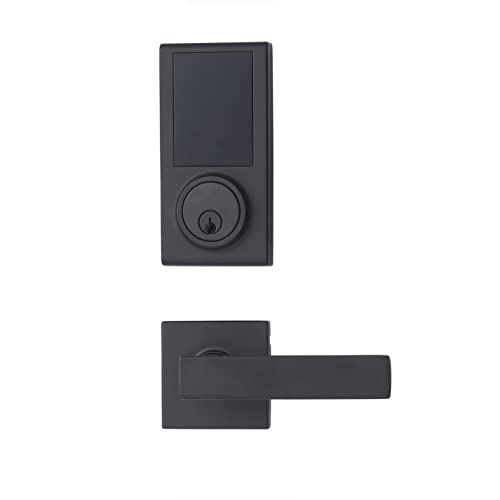 Amazon Basics Grade 3 Electronic Touchscreen Deadbolt Door Lock with Passage Lever, Matte Black, 133mm H Uppper x 65.3mm H lower