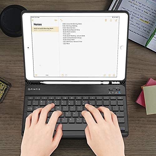FINTIE Keyboard Case for iPad 9th / 8th / 7th Generation (2021/2020/2019) 10.2 Inch, Soft TPU Back Stand Cover with Pencil Holder, Magnetically Detachable Wireless Bluetooth Keyboard, Black