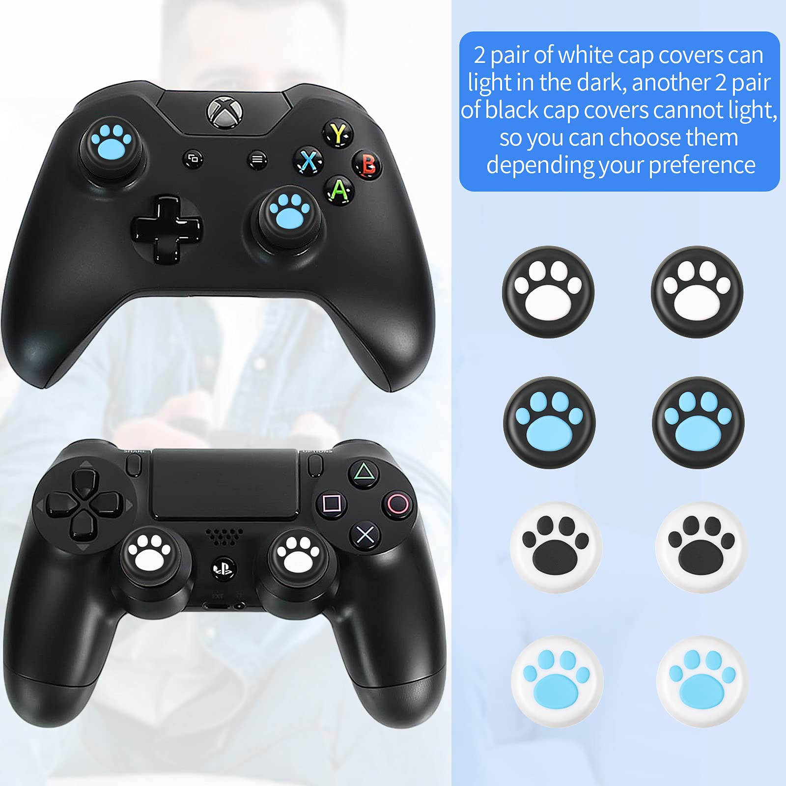 28 Piece Joystick Thumb Sleeve Silicone Cap Repair Kit with T6 T8 Screwdriver, 8 Pieces 3D Analog Joystick, 8 Pieces Thumb Caps, 8 Pieces Cat Claw Handle Buttons Compatible with Xbox One Controller