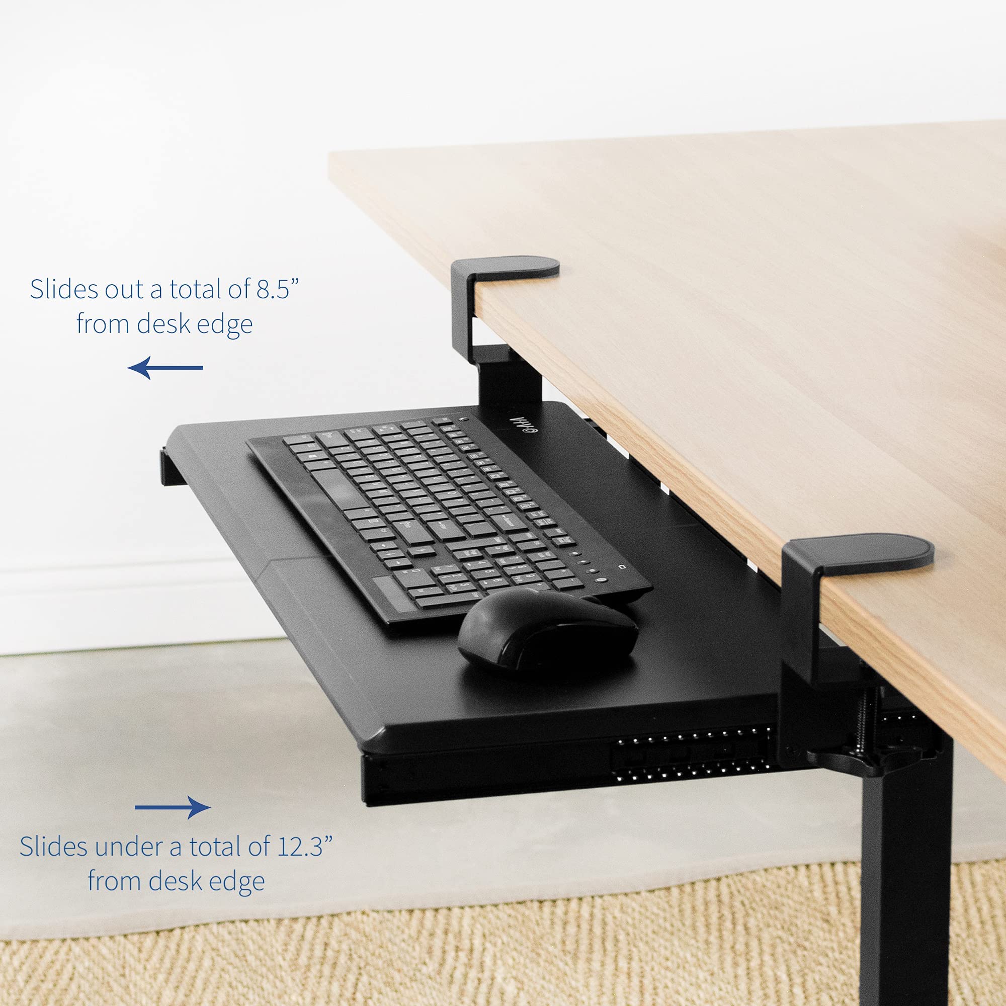 VIVO Dual 13 to 27 inch LCD Monitor Mount and Under Desk C-clamp 27 x 11 Keyboard Tray Kit, Heavy Duty, Fully Adjustable Stand and Slide-Out Platform (Bundle)