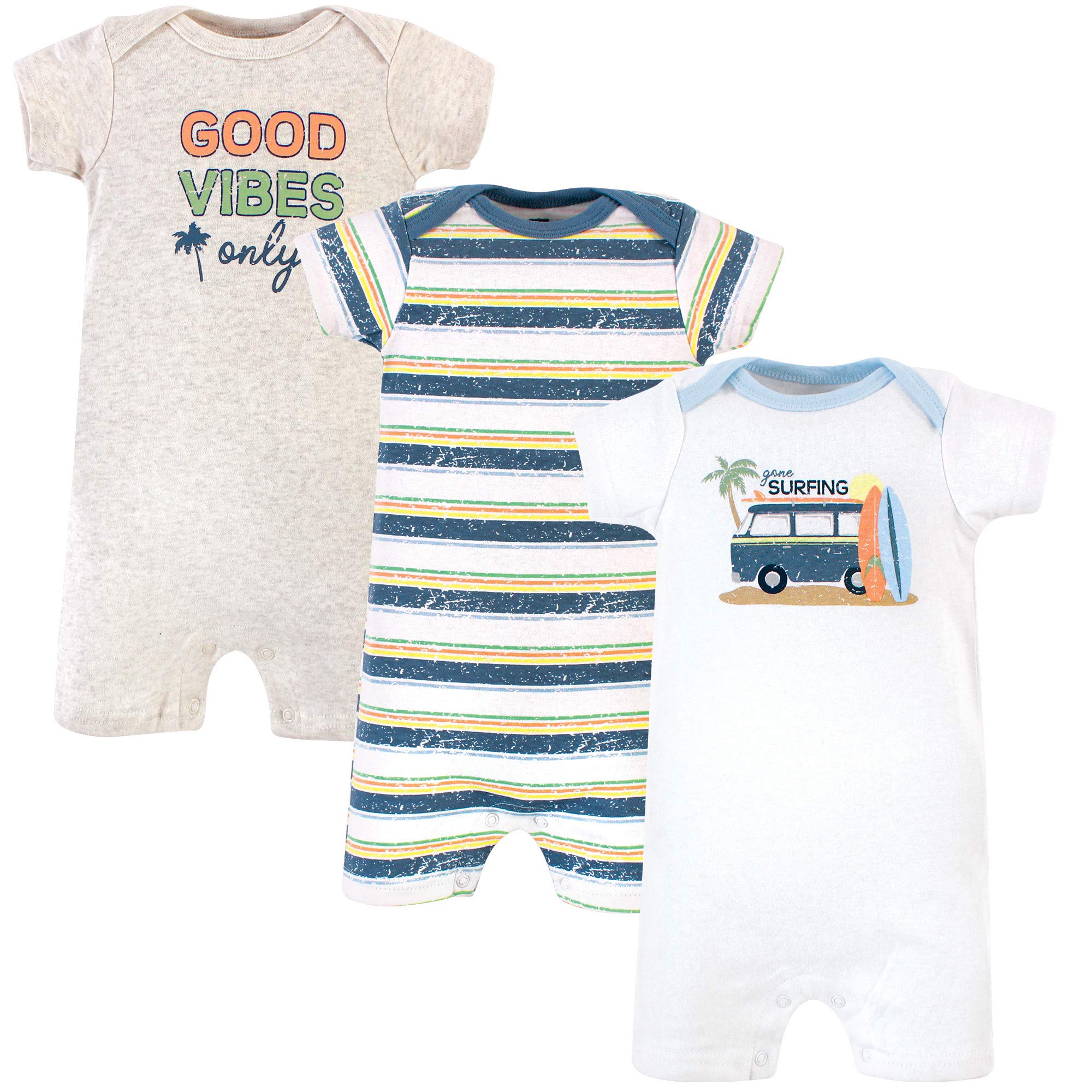 Hudson Baby Unisex Cotton Rompers, Gone Surfing, 12-18 Months