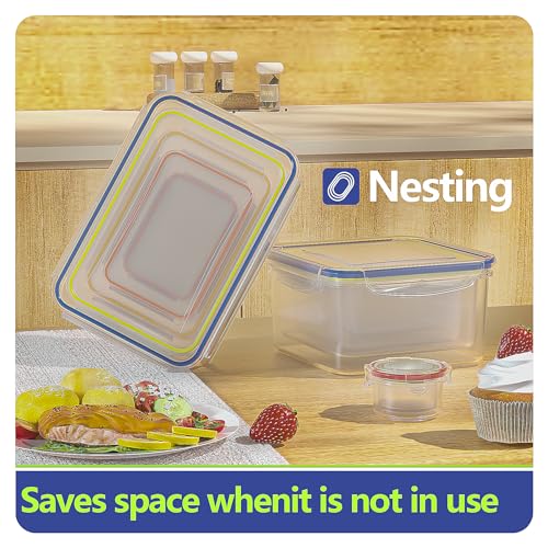 44 PCS Food Storage Containers with Lids Airtight, BPA Free Plastic Meal Prep Containers Reusable, Microwave/Freezer/Dishwasher Safe Leakproof Fruit Vegetables Containers for Kitchen(Colorful)
