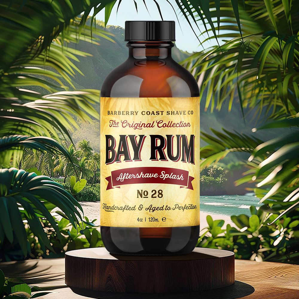 Bay Rum Aftershave Splash for Men - Crafted with Authentic Bay Oils from Dominica Republic in the Virgin Islands - Natural and Pure Ingredients - 4oz. - from Barberry Coast Shave Co.