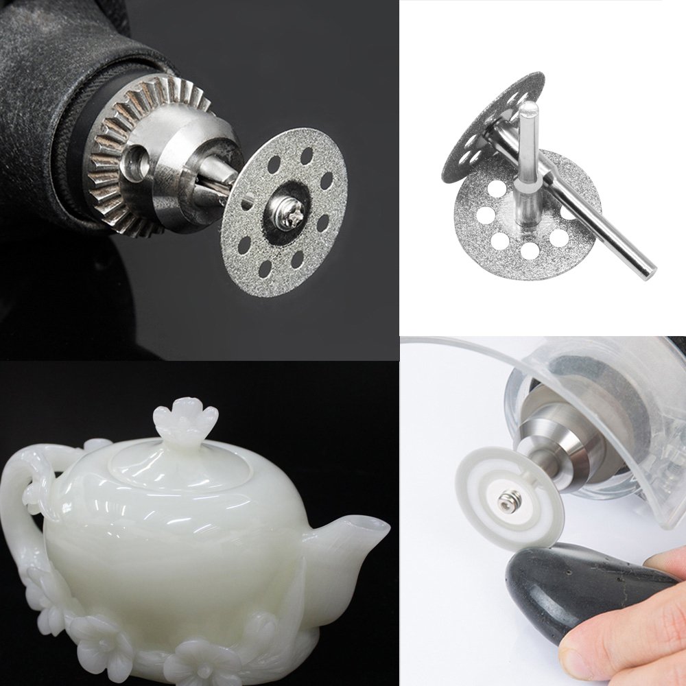 545 Diamond Cutting Wheel (22mm) 20pcs with 402 Mandrel (3mm) 4pcs and Screwdriver for Rotary Tools