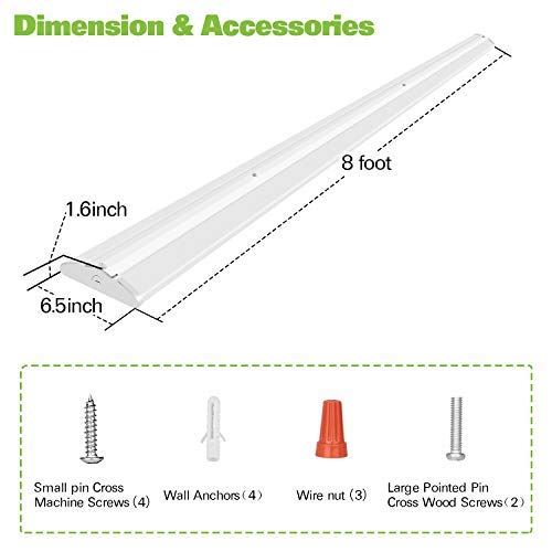 hykolity 110W 8FT LED Shop Lights Ultra Slim LED Wraparound, 12600lm 5000K LED Strip Lights, Flush Mount Warehouse Garage Office Ceiling Light Fixture, 8 Foot Fluorescent Tube Replacement - 4 Pack