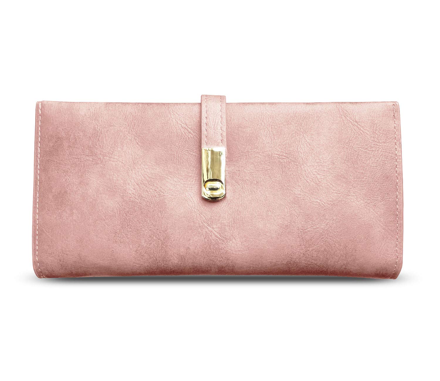 AOXONEL Womens Slim Wallet RFID Ladies Wallets Long Bifold Thin Skinny,Magnetic Closure (Pink)