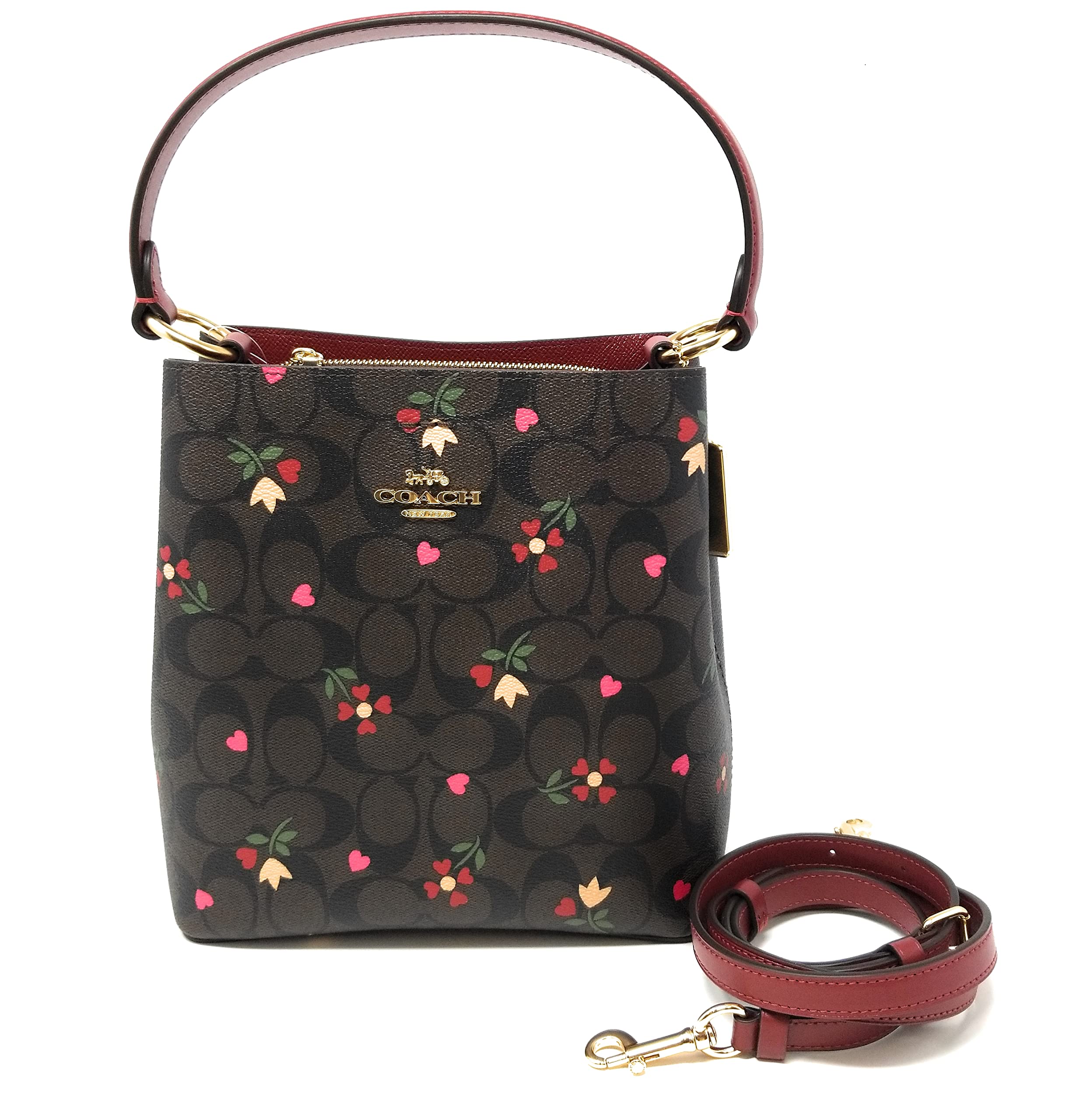 Coach Women's Small Town Bucket Bag (Signature Canvas - Heart Petal Print - Brown Multi)