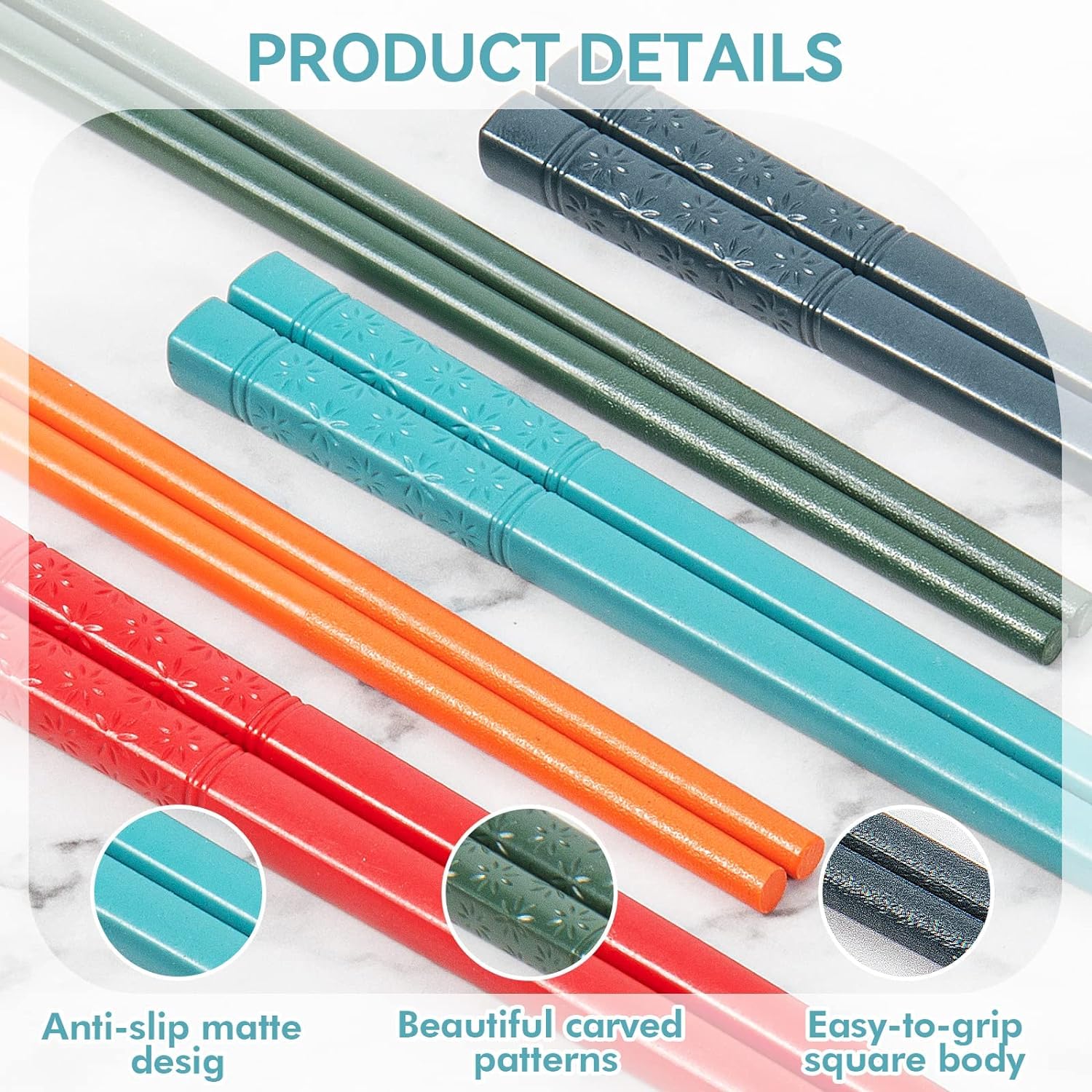 5 Pairs Chopsticks and Chop stick Helpers Set, Plastic Hinges Connector Training for Adults, Beginner, Trainers or Learner, Non-Slip Reusable and Replaceable, Dishwasher Safe (Cherry blossom)