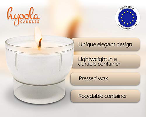 Hyoola Tea Lights Votive Candles Pack of 50 - White Votive Candles Bulk in Clear Plastic Cup - 7 Hour Burn Time Unscented Votive Candles - European Made