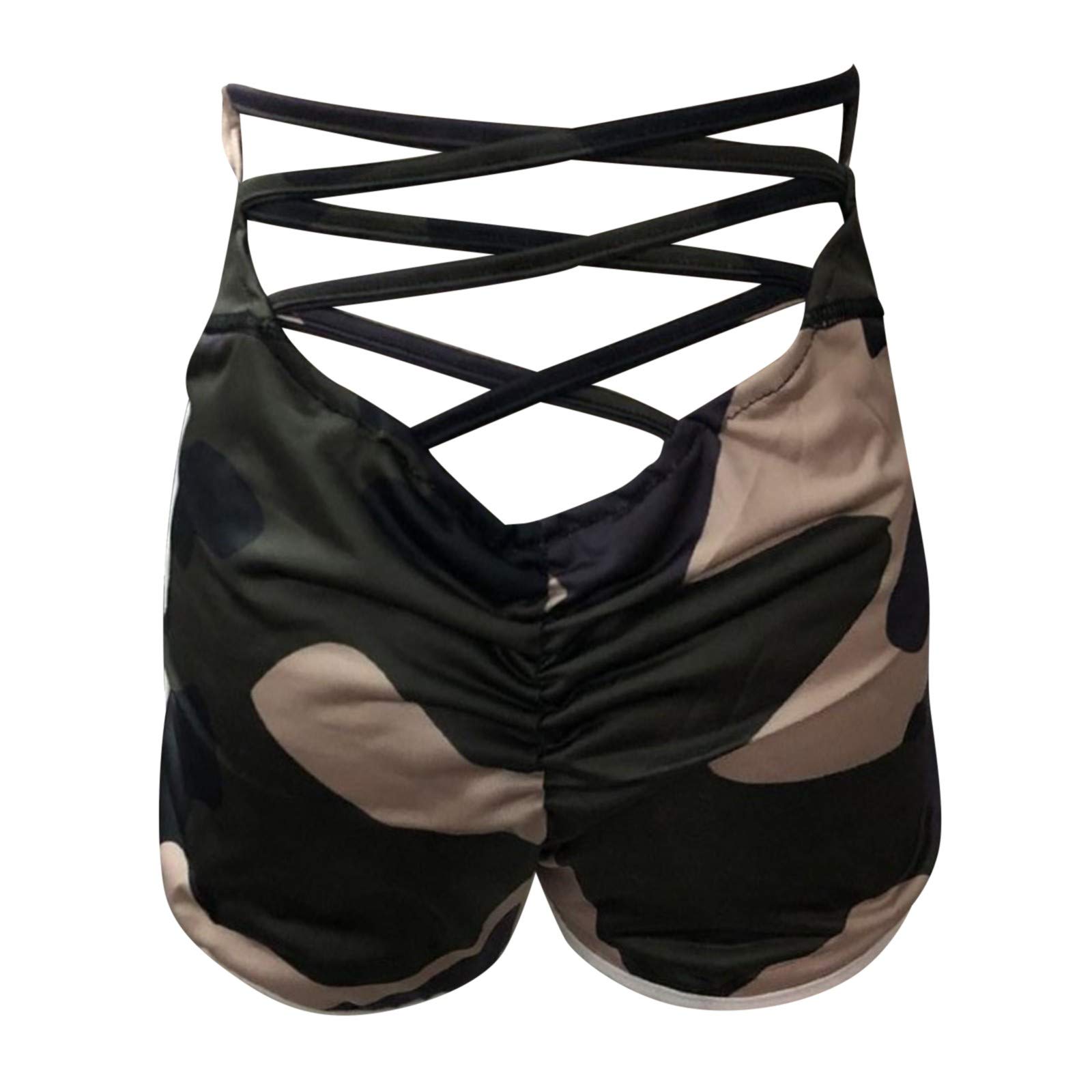 Bblulu 2 Pcs Yoga Shorts for Women Tummy Control High Waisted Biker Shorts Workout Butt Lifting Tights Ruched Short Pants