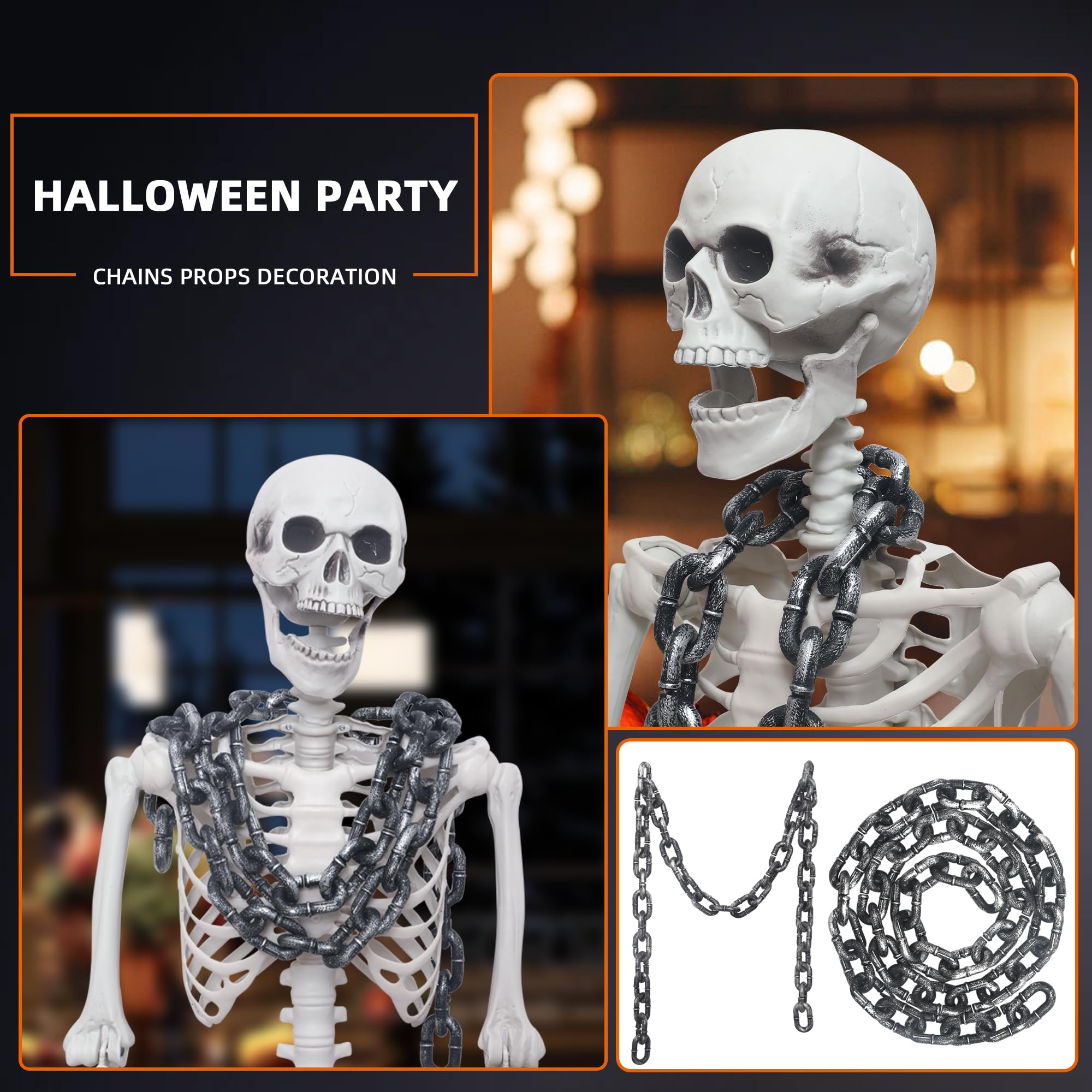 2Pack 6 Feet Halloween Chains Plastic Chains for Halloween Party Decoration Cosplay Accessory
