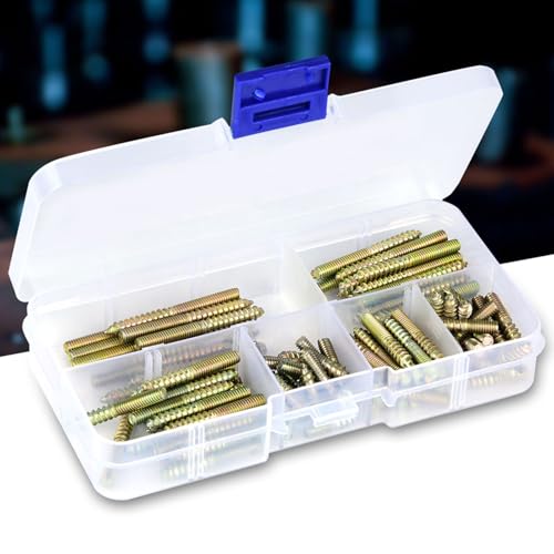 Fafeicy 110pcs M4 Dowel Screws, Woodworking Furniture Connector Double Ended Screw Hanger Bolt Zinc Plating Self Tapping Thread Screw