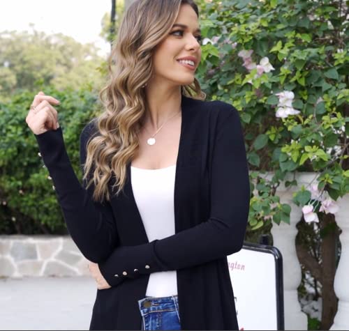 A ROW Black Cardigan for Women Dressy Casual Long Sleeve Open Front Knit Cardigan Sweaters Summer Lightweight Cardigans